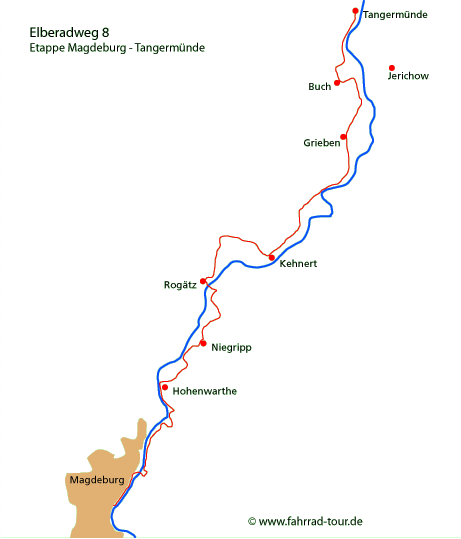 Elberadweg von Dessau nach Magdeburg Radwegbeschreibung