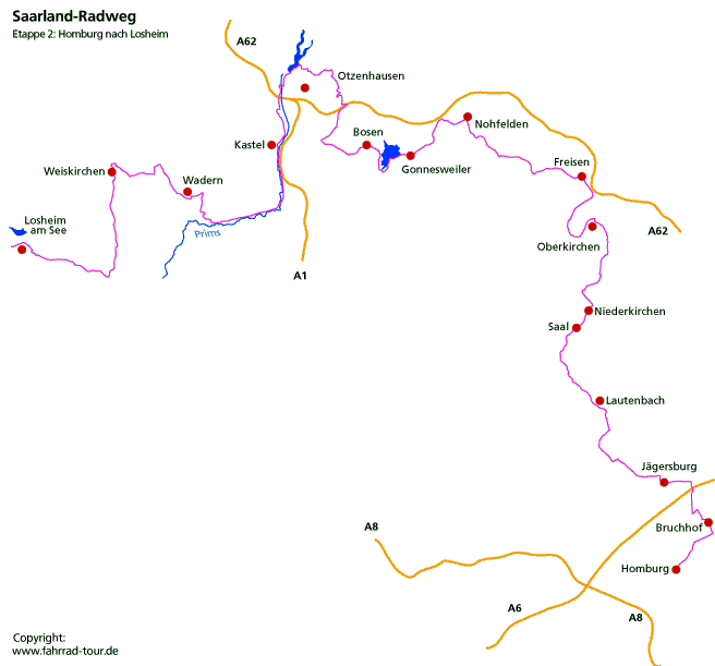 Saarland-Radweg: 2. Etappe Saarlandradweg: Von Homburg bis Losheim